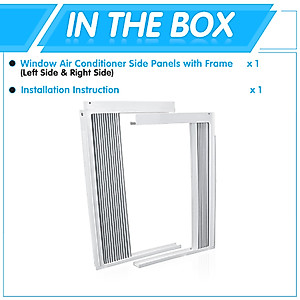Air Jade Window Air Conditioner Side Panels with Frame, Window AC Side Panel Set for 10,000 Btu Units, Room Air Conditioner Accordion Filler Curtain Replacement Kit