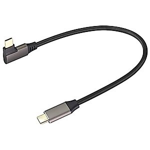 AAOTOKK 90 Degree USB 3.1 Type c to Type C Cable 60W&3A Right & Left Angled 3.1 USB Type C Male Extension Cable Supports Charging,Data,Audio,Video Cable for Laptop&Tablet&Mobile Phone.(0.3M/1Ft)
