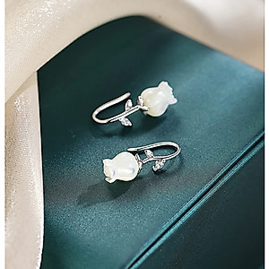 Reffeer Solid 925 Sterling Silver Flower Crawler Cuff Earrings Wraps for Women Flower Wrap Earrings Climber (A-Silver)