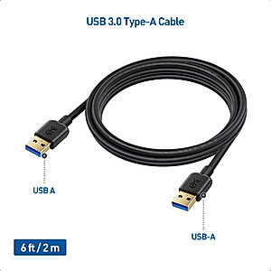 Cable Matters Short USB 3.0 Cable 6ft, USB to USB Cable/USB A to USB A Cable/Male to Male USB Cord/Double USB Cord in Black