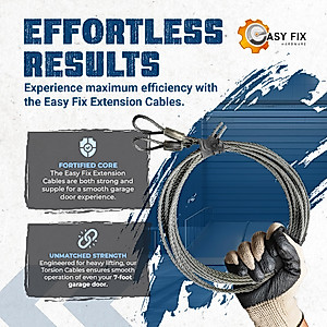 Garage Door Extension Spring Cable Wire -Safety Cable 7 or 8 Feet Garage Door Opener Extension Cable Garage Springs Pair 13' - Garage Door Spring Replace Extension Cable (7 Feet Garage Door)
