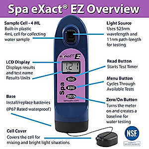 eXact 486202 Spa EZ Photometer - Clamshel - 6-Tests Each | | Detects Alkalinity, Bromine, Calcium, Chlorine, and pH | USA Quality