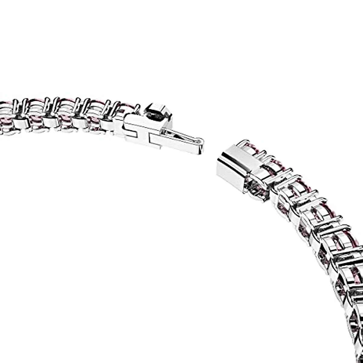 SWAROVSKI Matrix Tennis Bracelet, Round Pink Crystals on Rhodium Finished Band, Size M, Part of the Matrix Collection