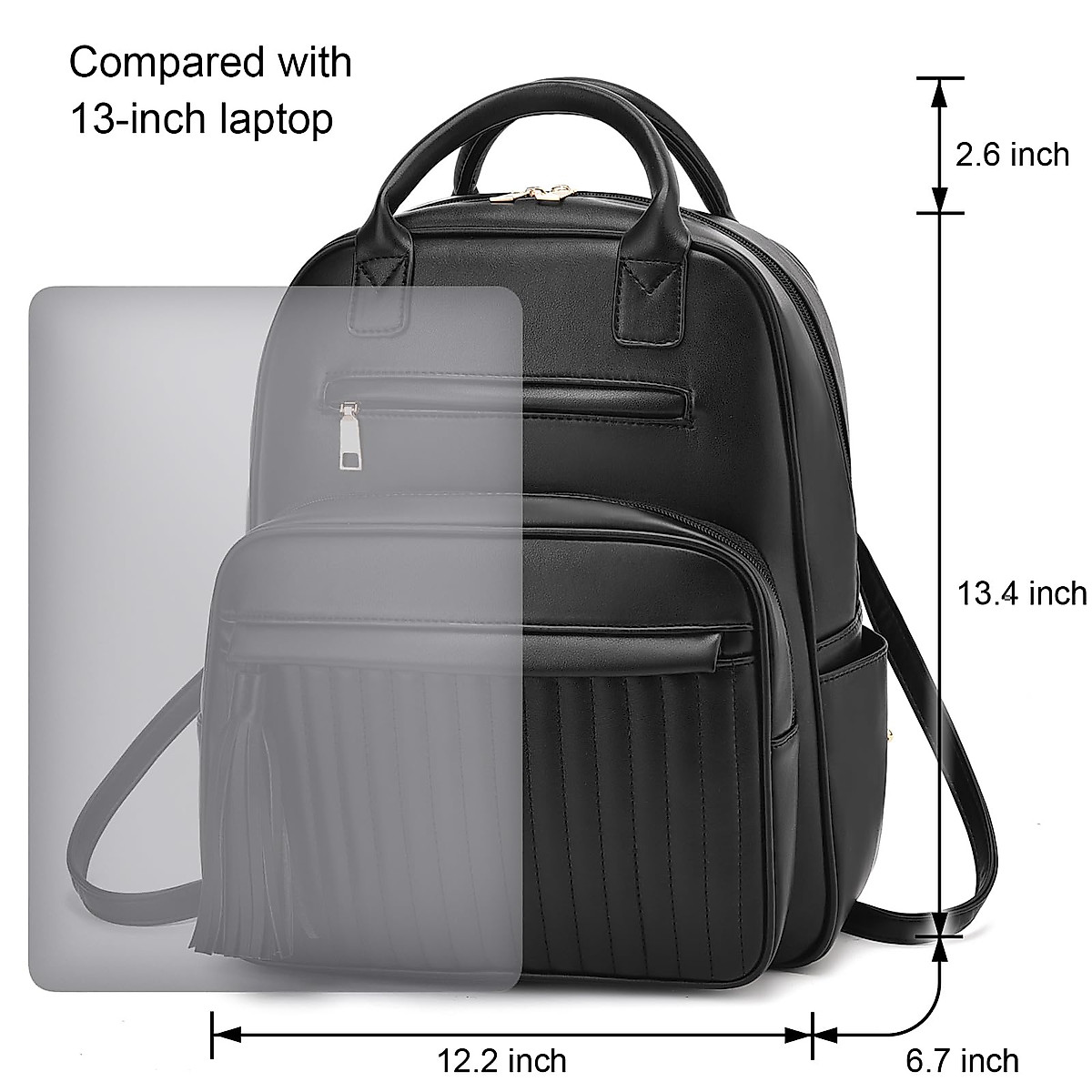 I IHAYNER Women Backpack Purse Fashion Leather Large Designer Travel Backpack Large Capacity Carry On Pack Bag for College Work Black