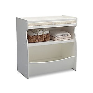 Delta Children 2-in-1 Changing Table and Storage Unit with Changing Pad, Bianca White