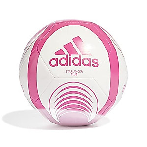 adidas Unisex Starlancer Club Soccer Ball, White/Pink, 5