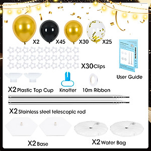 Balloon Column Stand with 102 Balloons, Balloon Column Kit Set of 2, Metal Balloon Tower Stand with Base for Floor, Height Adjustable from 1.57 to 7 Ft, For Party Decorations