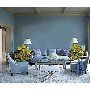 Rozwkeo Artificial Plants Fake Turtle Tree Leaves with Stems 29" Tall Faux Palm Tree Large Imitation Frond Monstera Leaf Tropical Plant Greenery Floral Jungle Party Home Outdoor Garden Decoration