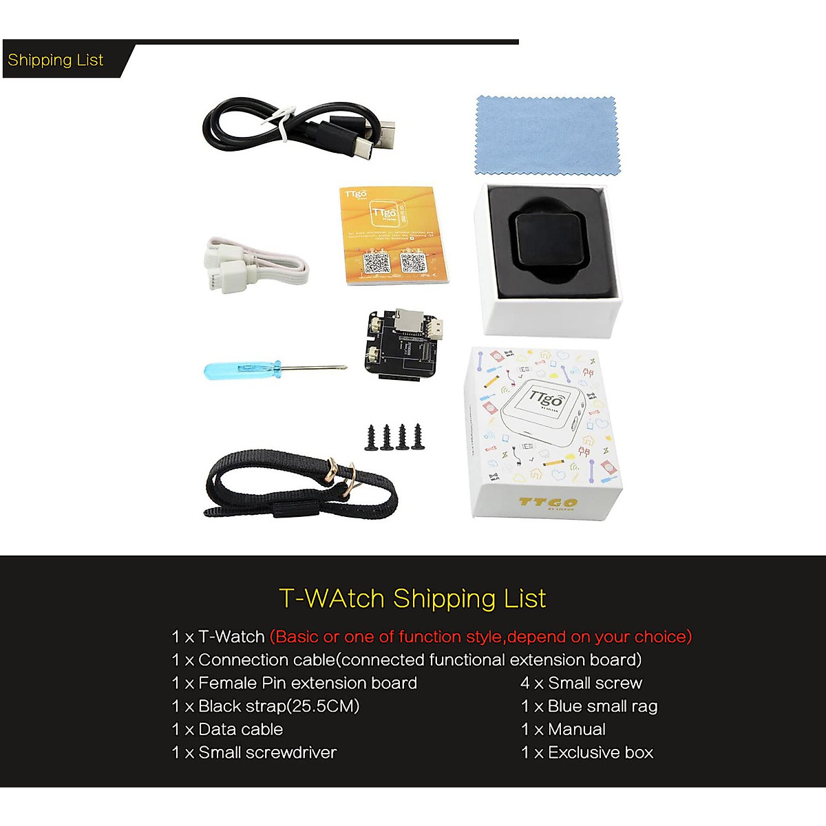 WayPonDEV T-Watch Programmable Wearable for Enviromental Interation ESP32 Development Kit, Support Heart Rate and Blood Oxygen Detection