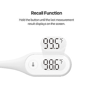 iHealth Digital Oral Thermometer PT1,Fever Thermometer with Dual-Sensors for High Accuracy, Rectum Armpit Reading Thermometer for Adults and Babies, Memory Recall and Extra Large LCD Backlit Display