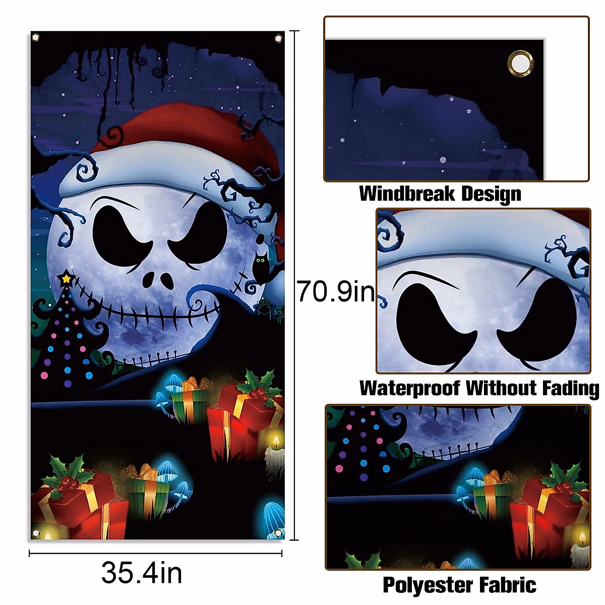The Nightmare Before Christmas Door Cover Xmas Winter Holiday Party Front Door Banner Photography Home Porch Decoration
