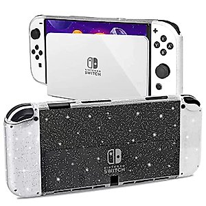 Moxiaomo Protective Case for Nintendo Switch OLED 2021,TPU Cover with Shock-Absorption and Anti-Scratch Protective Case-Glitter