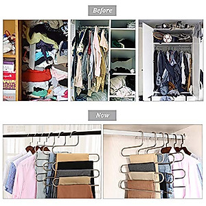 Pants Hangers S-Shape Trousers Hangers Stainless Steel Clothes Hangers Closet Space Saving for Pants Jeans Scarf Hanging Silver (4 Pack)