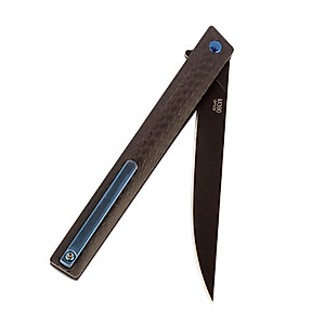 Samior GP035 Small Flipper Pocket Gentlemen's Knife, 3.5 inches Black M390 Drop Point Blades, Carbon Fiber Handle, Titanium Clip, Minimalist Folding EDC Knives