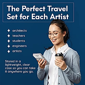 MozArt Mechanical Pencil Set with Case - 4 Sizes: 0.3, 0.5, 0.7 & 0.9mm with 30 HB Lead Refills Each & 4 Eraser Refills - Sketching, Architecture, Drawing Mechanical Pencils, Metal Mechanical Pencil
