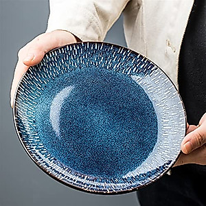 Ceramic Dinner Plates 4-pack Blue Plate Ceramic Plate Round Nordic Flat Plate Western Plate Steak Plate Tableware Salad Pasta Dinner Plates