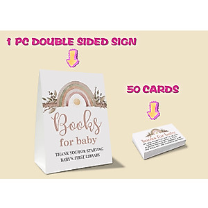 Yuansail Book Request For Baby Shower, books cards, 1 Sign & 50 Cards Per Pack – (bb001-book)
