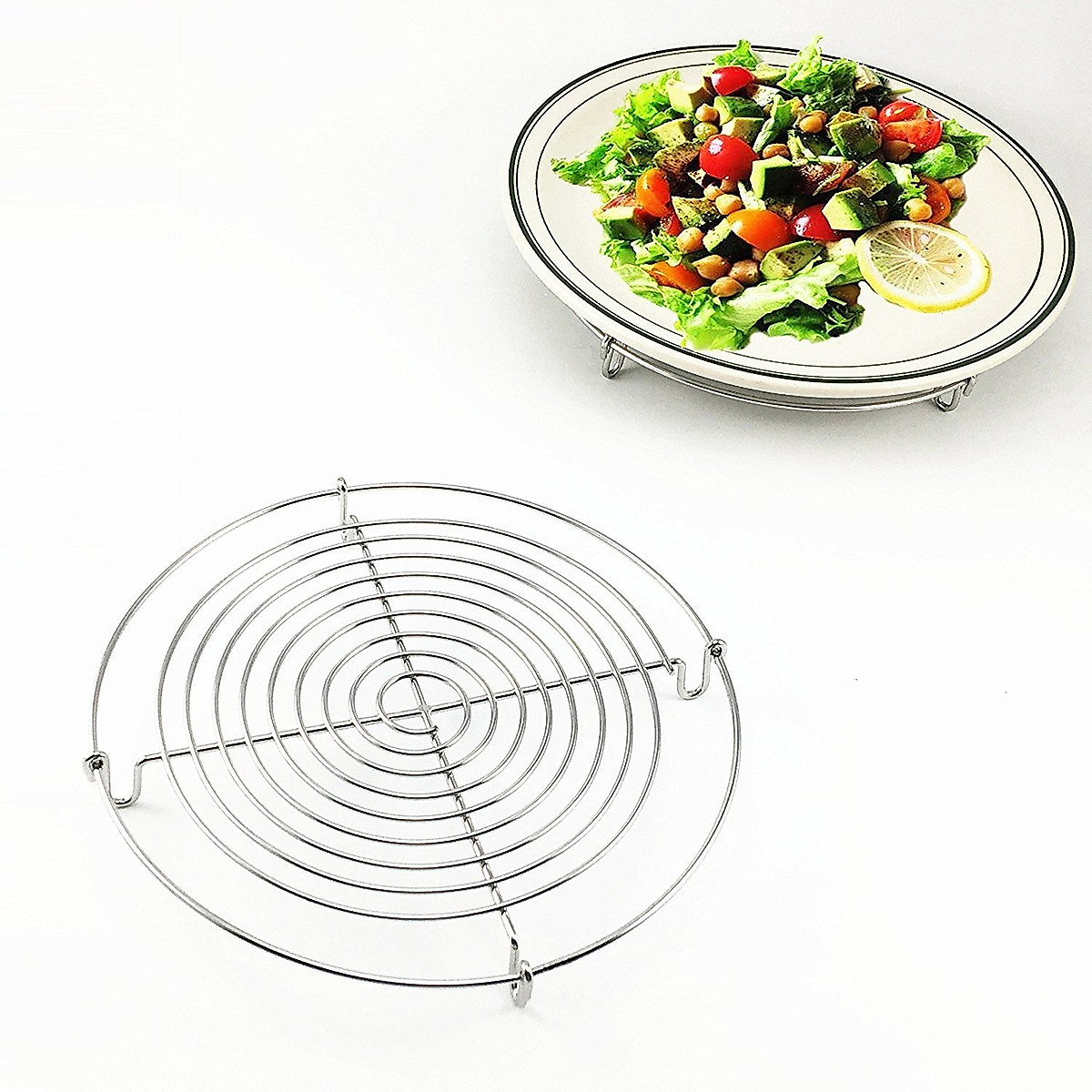 Round Steamer Rack and Cooling Rack,Wire Steamer Kettle Rack Holder Fit For All Pots Pans Up,Stainless Steel For Cooking 5-Inches (2)