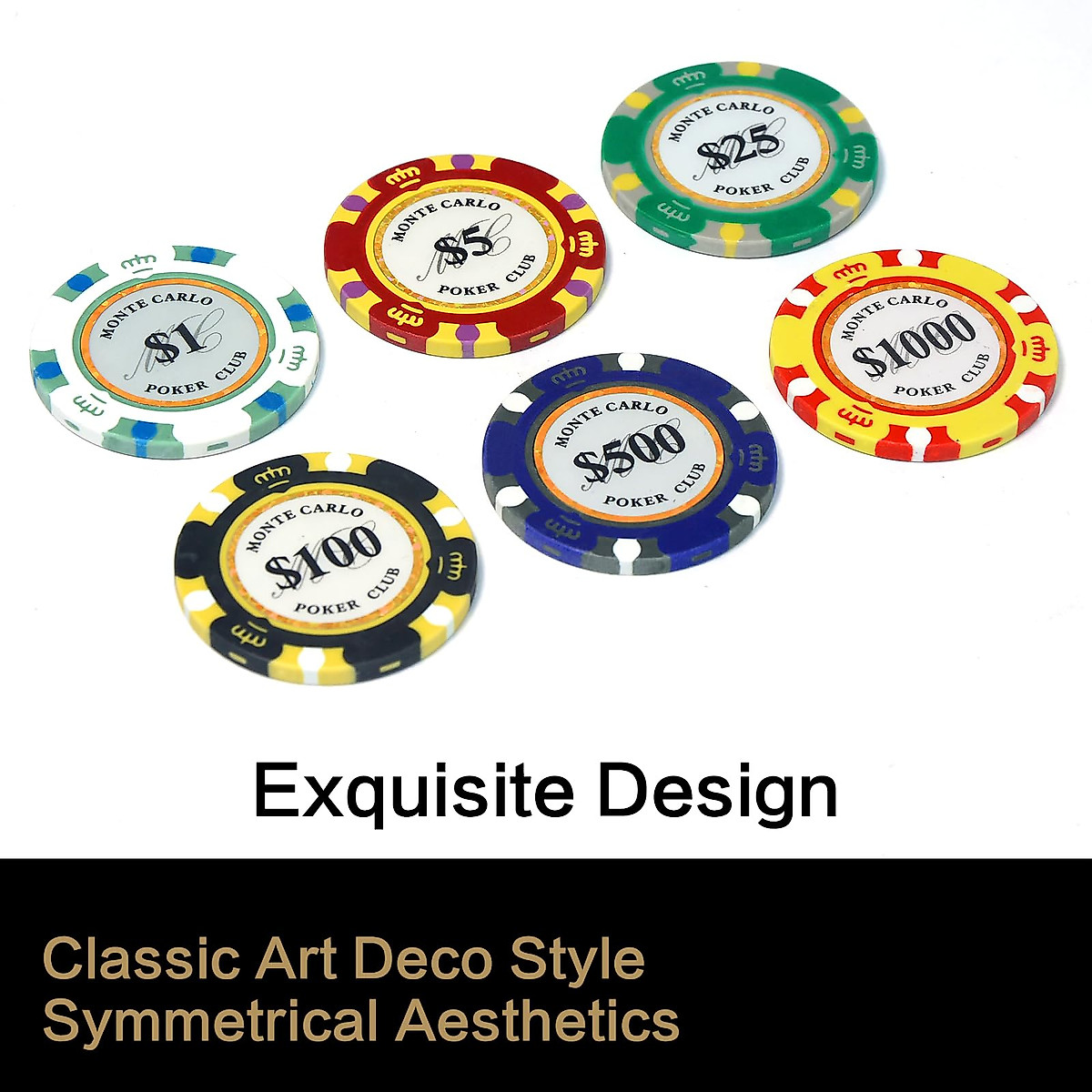 JIESITE 14g Clay Poker Chips Set, 500 Poker Chips, 39mm, with High-end Aluminum Carrying Case/2 Decks of Plastic Playing Cards/Dealer Button, for Poker Games, Blackjack, Texas Hold'em