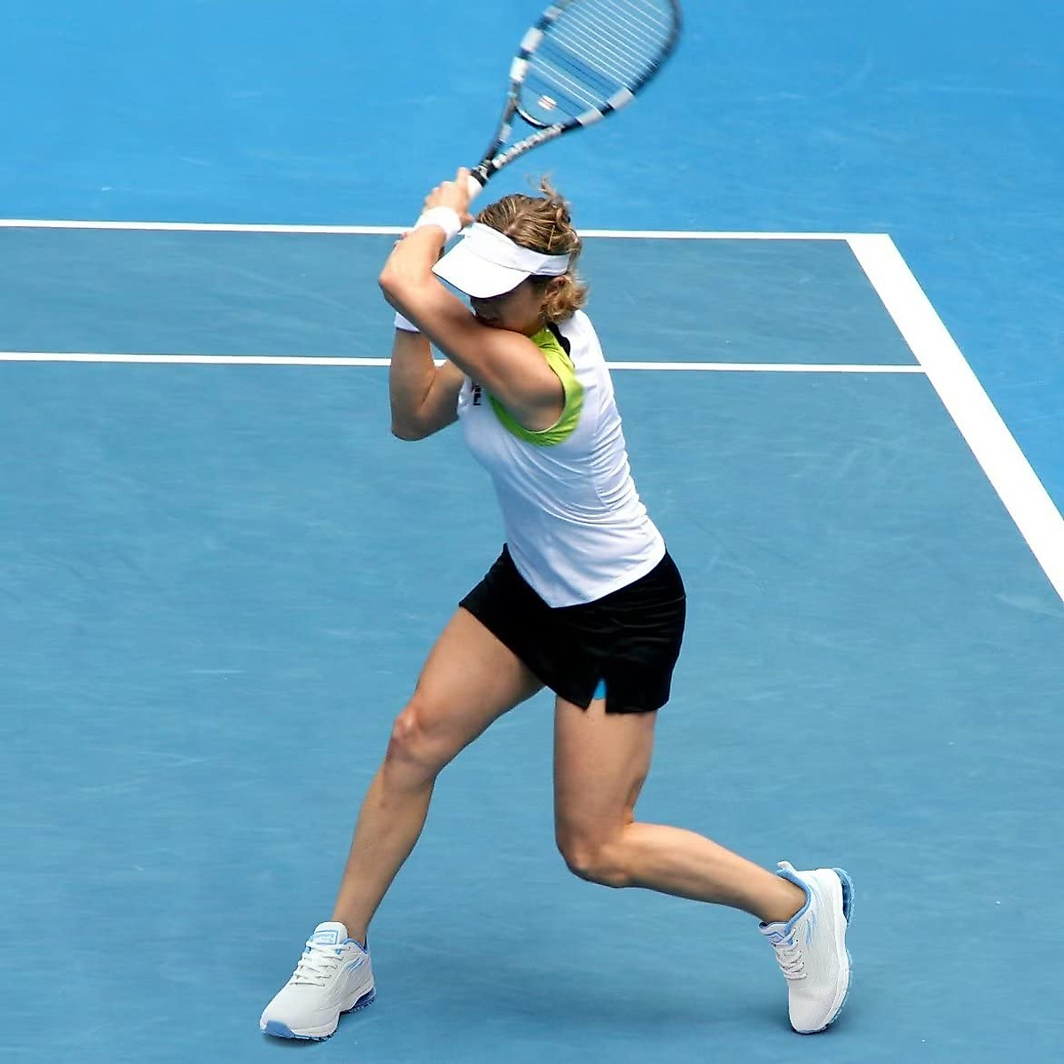 AKK Women's Air Running Shoes - Non Slip Breathable Gym Jogging Tennis Fitness Fashion Athletic Workout Sneakers White/Blue Size 7