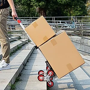 MoNiBloom Stair Climbing Cart Portable Folding Hand Truck and Dolly, Heavy-Duty 151 lb Capacity Aluminum Trolley Cart with Telescoping Handle and Bungee Cord for Travel Office