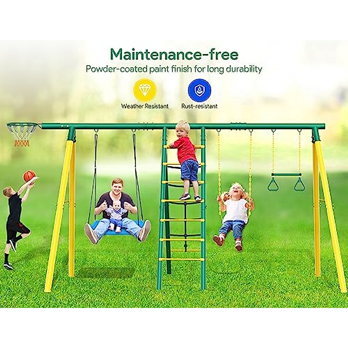 Swing Sets for Backyard, Osoeri 6 in 1 Swing Set, 440 lbs Heavy-Duty ...