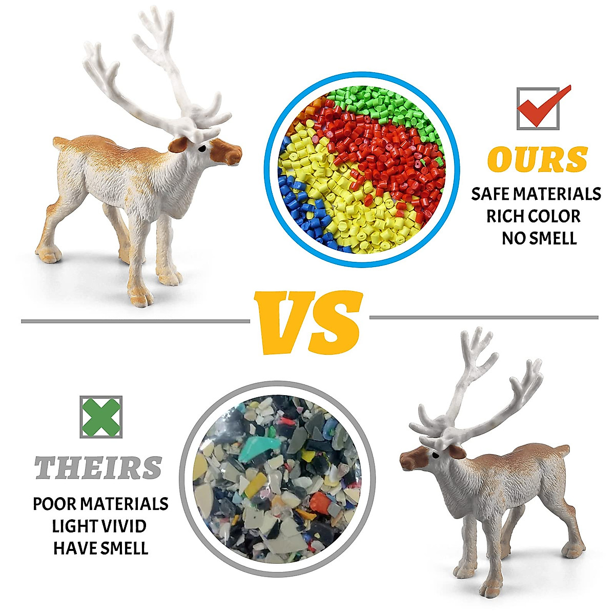 iqipets Arctic Animal Model Sets 7 PCS Mini Polar Bear Killer Whale Reindeer Seal Figurines for Kids Toys Christmas Birthday Gifts