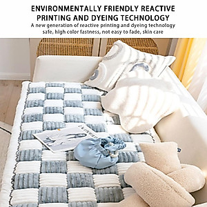 Funnyfuzzy Cream-Coloured Large Plaid Square Pet Mat Bed Couch Cover, Funny Fuzzy Protective Couch Cover Pet Blankets for Dogs Cats(Size:17.7 * 17.7 in,Color:Grey)