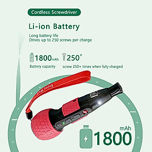 DONUMEH Cordless Electric Screwdriver 3.6V Power Tool Mini Drill Rechargeable Lithium Battery Torque adjustment Automatic And Manual Led Light Home Gadget Maintenance (RED)