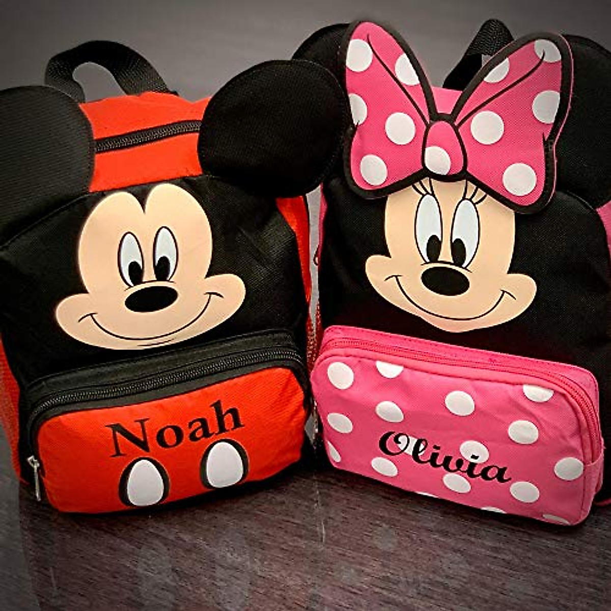 KishKesh Personalization Personalized Minnie Mouse 10 Inch Mini Backpack with 3D Ears