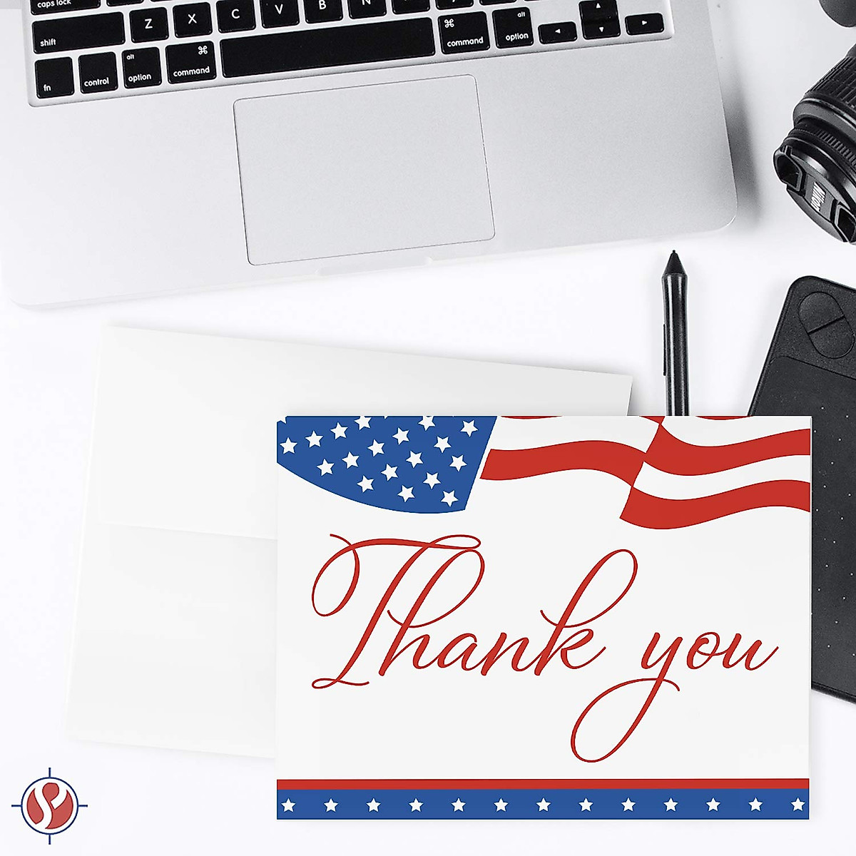 Patriotic Thank You Voting Cards with Envelopes, American Flag July 4th USA Greeting Cards | A2 Size – 4.25 x 5.5” Cards When Folded | 80lb (216gsm) Cardstock | 25 Cards and 25 Envelopes Per Pack