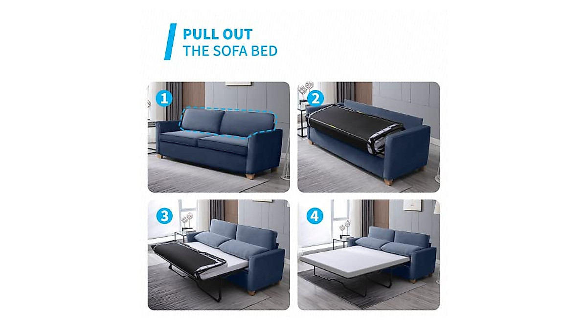 Mjkone 2-in-1 Pull Out Sofa Bed - Stylish & Space-Saving