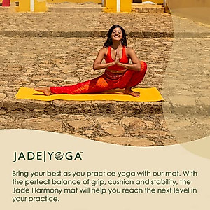 JadeYoga Harmony Yoga Mat - Durable & Thick Gym Fitness Mat, Non-Slip Natural Rubber Yoga Mat - Home Exercise & Stretching Mat, Workout Mat- Yoga, Pilate & Meditation Women & Men (Midnight Blue, 68'')