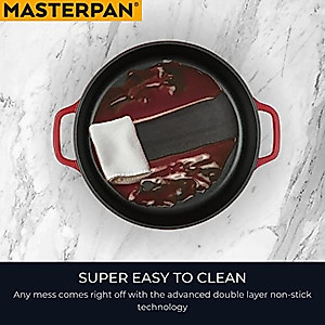 MasterPan 7 Quart Non-Stick Cast Aluminum Dutch Oven Casserole Stockpot 11", Black