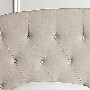 Rosevera Cadyn Wingback Nailhead Trimming,Fabric Upholstered and Button Tufting Headboard for Bedroom,Easy Assembly, Queen, Beige