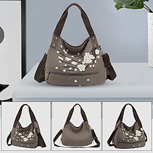 Eshow Women Canvas Hobo Handbags Canvas Purse Shoulder Bag Cross-Body Bag Messenger Bag Mom Bag for Women