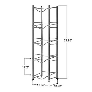 Water Cooler Jug Rack 5 Gallon Water Bottle Storage Shelve 5 Tier Detachable Water Bottle Holder Standing Buckets Dispenser Organizer Heavy Duty Cabby Rack with Anti-slip Rubber,Silver