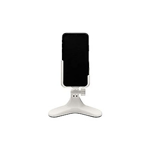 WeatherTech DeskFone Two View White Universal Phone Holder for Flat Surfaces, Office, Kitchen, Nightstand - White Plastic Knobs