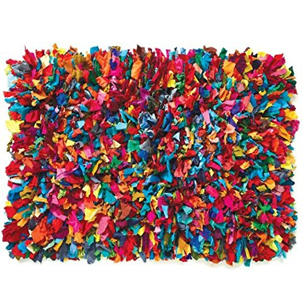 HF by LT Colorful Cotton Fiesta Shag Rug, 24 x 36 inches, Multi-Colored