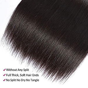 10A Straight Bundles Human Hair 16 18 20 Inch Brazilian 100% Unprocessed Virgin Weave 3 Natural Black Color