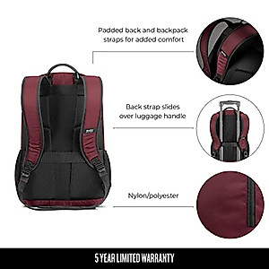 Solo New York VAR704-60 Varsity Region Backpack for Women and Men, Fits 15.6-inch Laptop and Notebook Perfect for Business, Travel, School and College – Burgundy