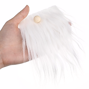 12Pcs Gnome Beards for Crafting Faux Fur Fabric Precut Gnomes Beards Handmade 12 Pieces Wood Balls for Halloween Christmas Craft Supplies White