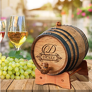 Custom Engraved and Personalized Whiskey Wine Scotch Bourbon Mini Oak Barrel - Complete Aging Kit - MPM Styles (2 Liter Barrel)