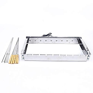 Automatic Rotation Barbecue Grill, 10 Skewer Picnic BBQ Grill Rack, Portable Stainless Steel Rotating Rotisserie for Outdoor Garden Camping