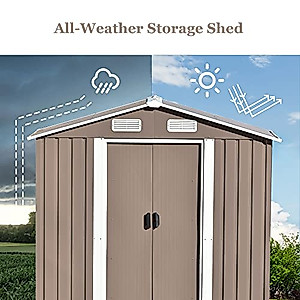 Morhome 6FTx4 FT Patio Bike Shed Garden Shed, Metal Storage Shed with Lockable Door, Tool Cabinet with Vents and Foundation for Backyard, Lawn, Garden