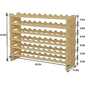 sogesfurniture Wine Rack Stackable Modular Small Wine Storage Rack Free Standing Solid Natural Wood Wine Holder Display Shelves, (Natural, 10X 6 Rows (60 Slots)), BHUS-BY-WS002