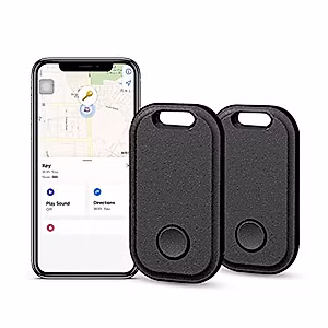 2 Pack Key Finder Smart Bluetooth Tracker Item Finder Work with Apple Find My Item Locator Anti-Lost Device for Keys, Bags and More Global Positioning iOS Only Black