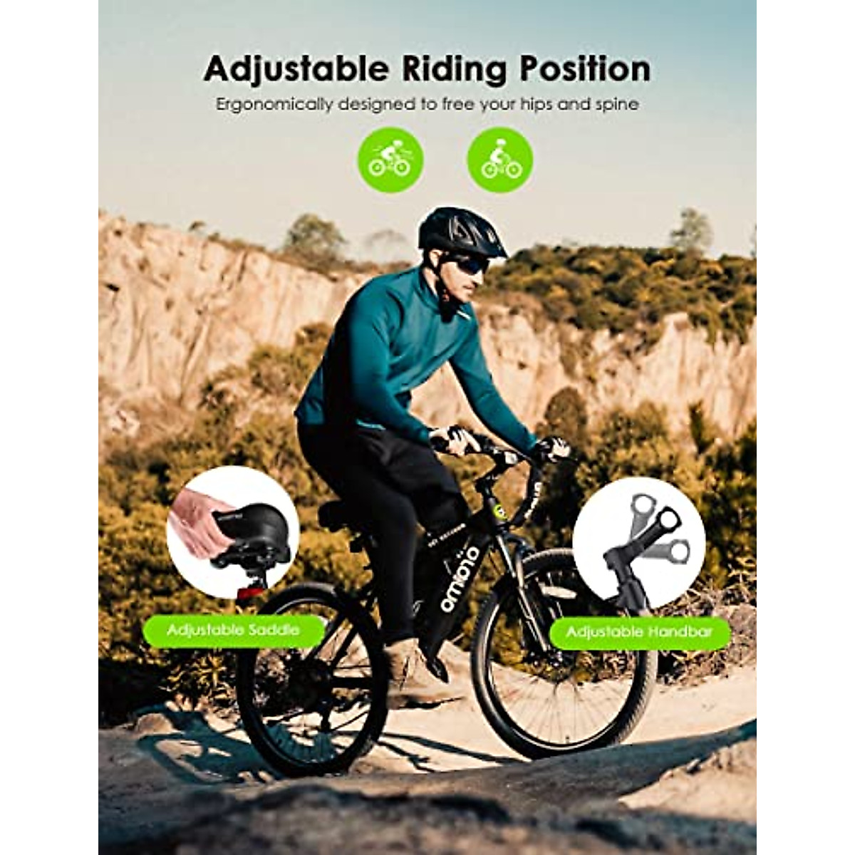 Oraimo Electric Bike for Adults,350W BAFANG Motor(Peak 500W), 4A 3H Fast Charge, UL Certified 468Wh Li-ion Battery, 26" Mountain Ebike Shimano 21 Speed, Air Saddle Adult Electric Bicycle
