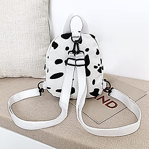 AIZHIYI Cow Print Backpack Women Canvas Schoolbag Teenage Girl Mini Bagpack (White)