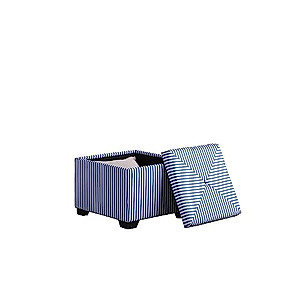 ORE International Inc. HB4774 17.5" Yellow and Gray Stripes Single Tufted Storage Ottoman